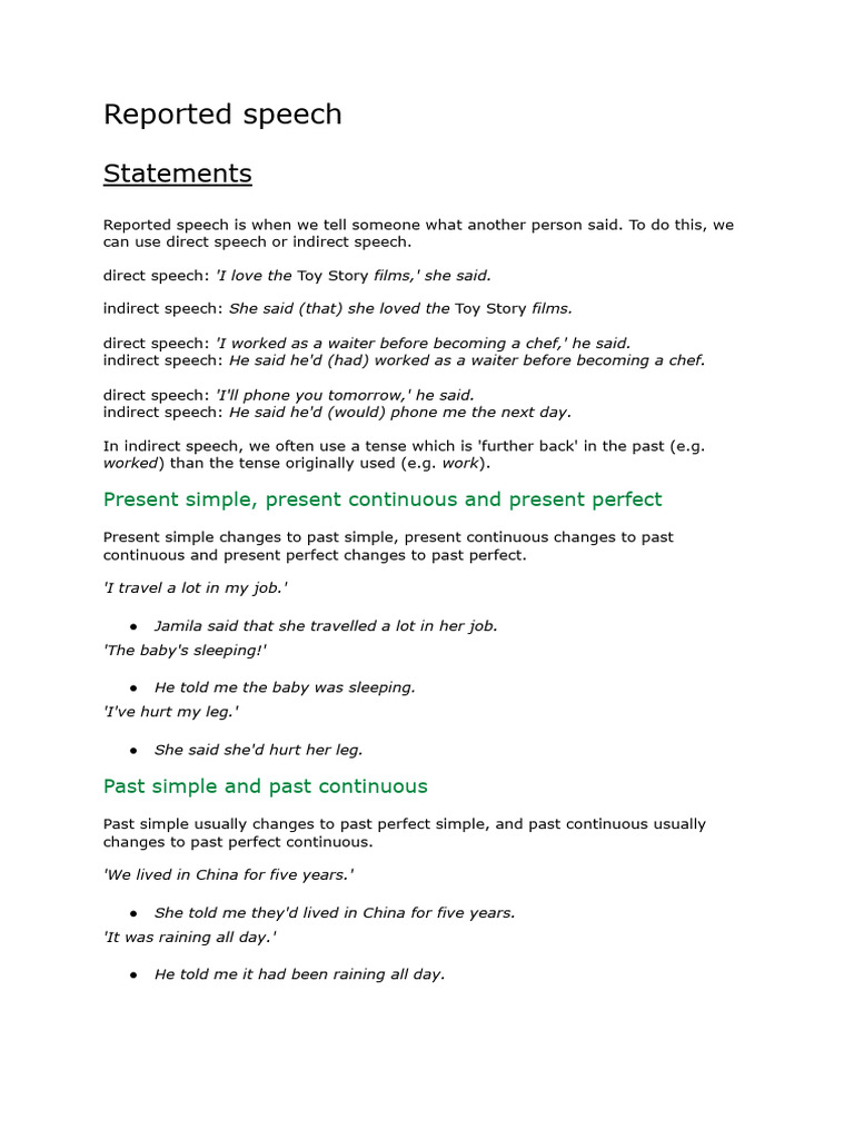 Reported Speech | PDF