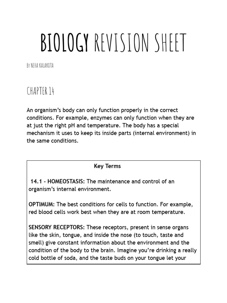 IGCSE BIOLOGY REVISION SHEET by Neha | PDF | Hypoglycemia | Self ...