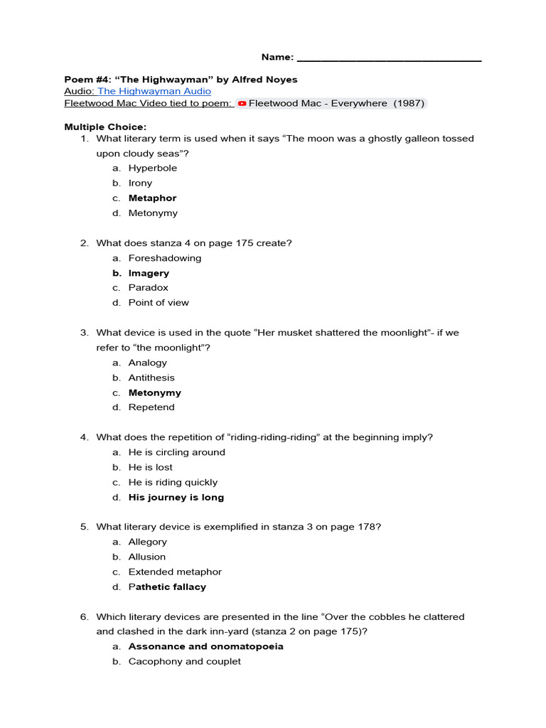 "The Highwayman" by Alfred Noyes | PDF | Poetry | Art