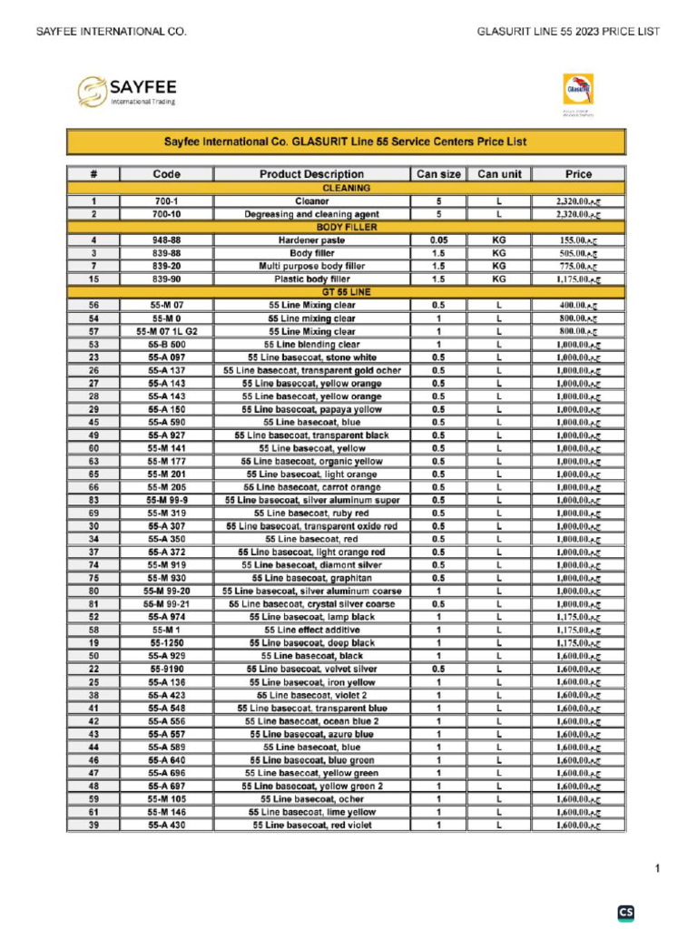 Glasurit Line 55 PL 2023 | PDF