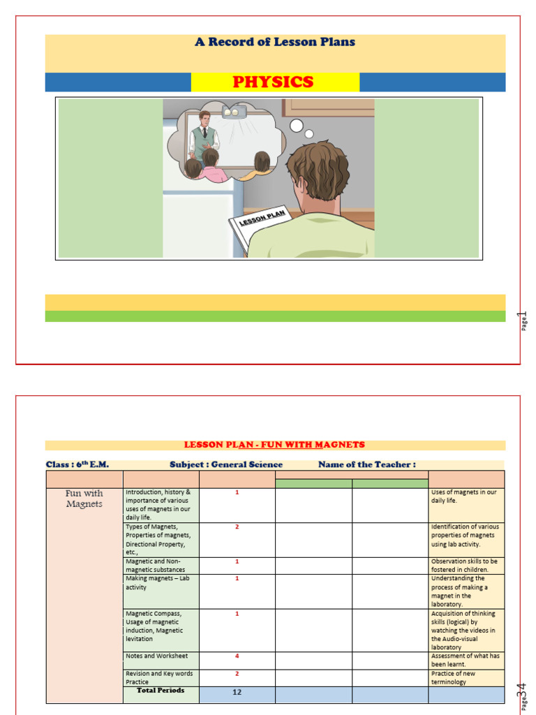 Final 6th Class Lesson Plans Record | PDF
