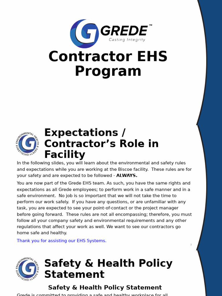 EHS Contractor Training | PDF