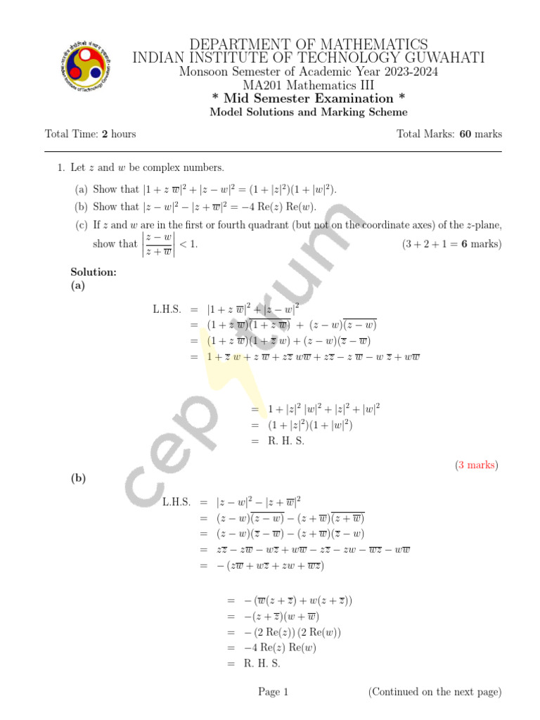 Midsem Questions and Solutions | PDF