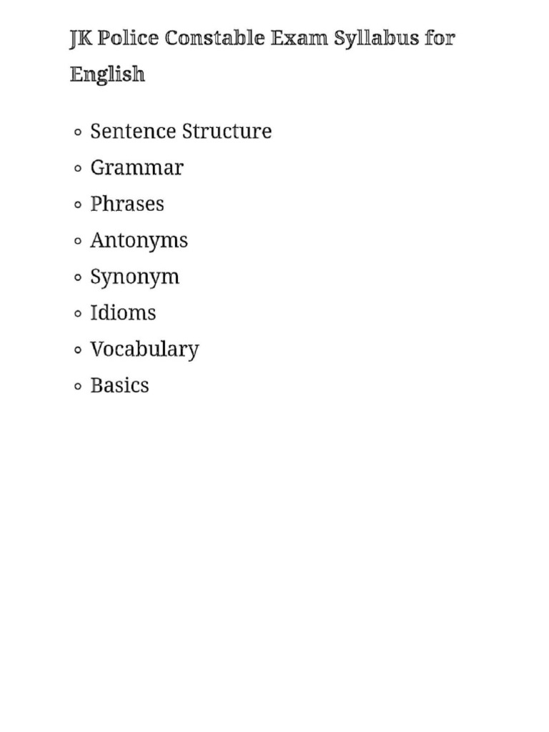 JKP CONSTABLE SYLLABUS... MEER Kout | PDF