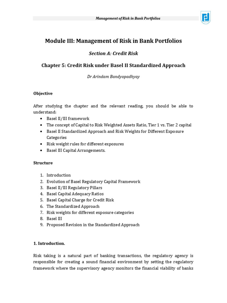 RSKMGT Module III Sec A CH 5 Credit Risk Measurement Standardized ... RSKMGT Module III Sec A CH 5 Credit Risk Measurement Standardized ...