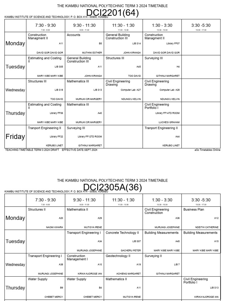 All Classes Timetable Term 3 2024 11-09-2024-1 | PDF