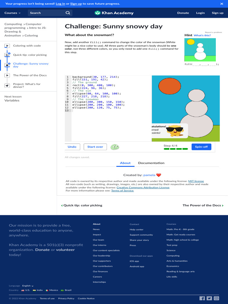 Challenge Sunny Snowy Day Coloring Intro To JS Drawing & Animation Computer Programming ...