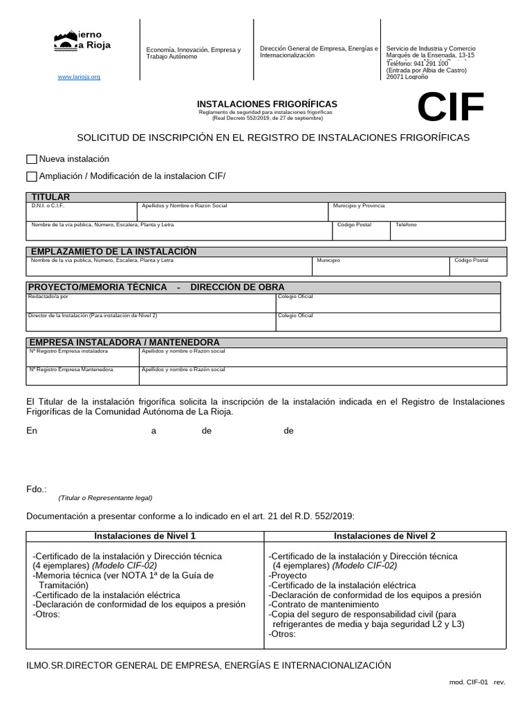Cif - Cif02 - PRESENTACION - CERT - INSTA - D.O. | PDF | Refrigerante