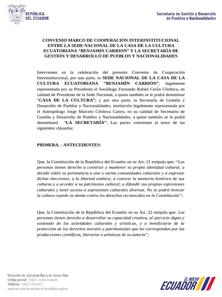 Modelo de Convenio. | PDF