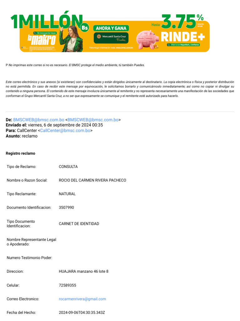 Gmail - RE - Reclamo | PDF