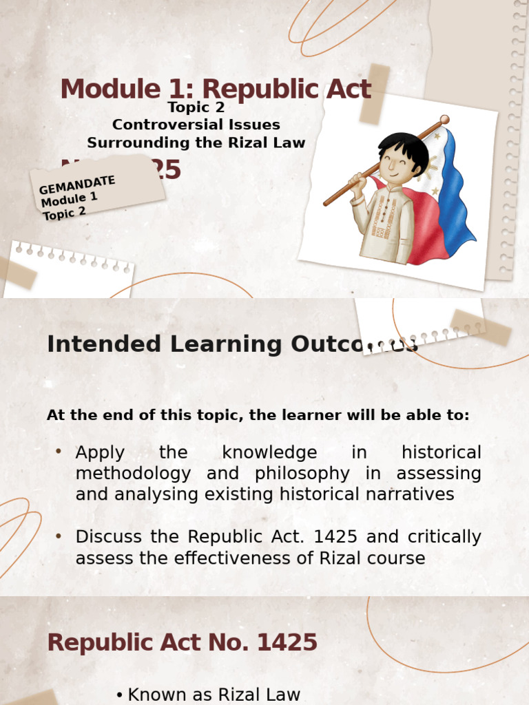 GEMANDATE Midterm Module 1 Topic 2 Controversial Issues Surrounding The Rizal Law | PDF