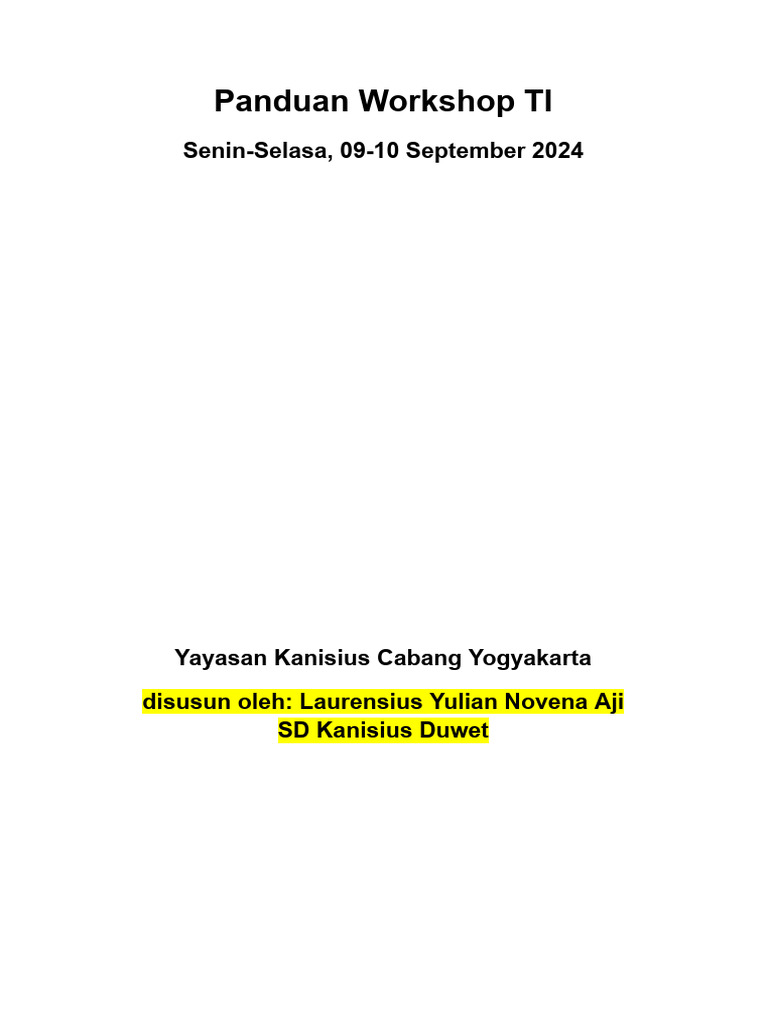 Sesi 1 Panduan Workshop TI 2024 | PDF