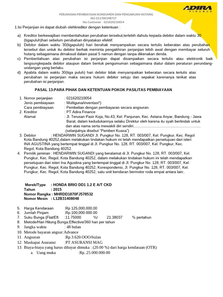 Master Document Adira | PDF