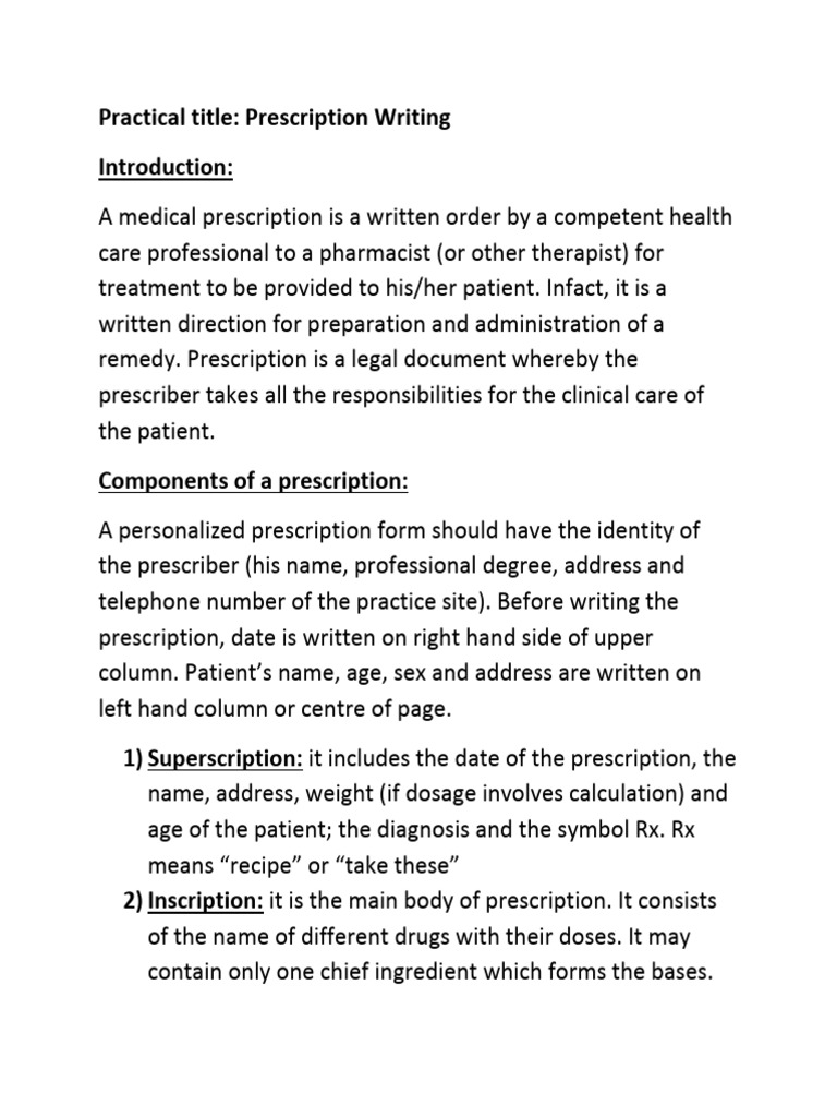 Prescription Writing | PDF