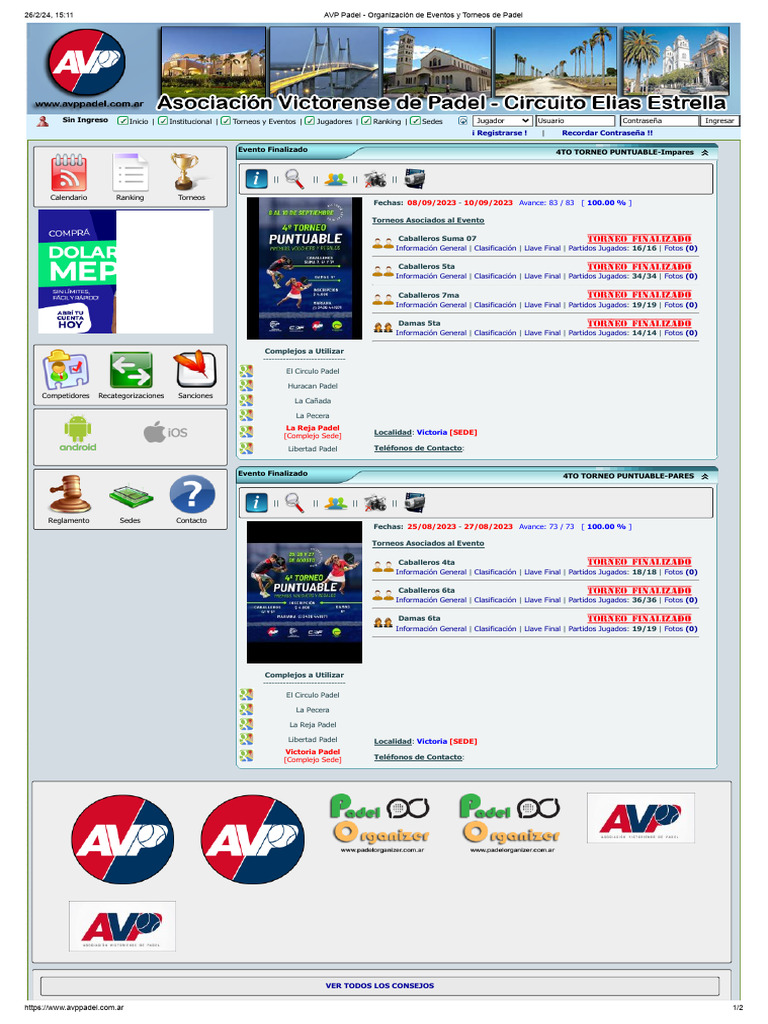 AVP Padel - Organización de Eventos y Torneos de Padel | PDF