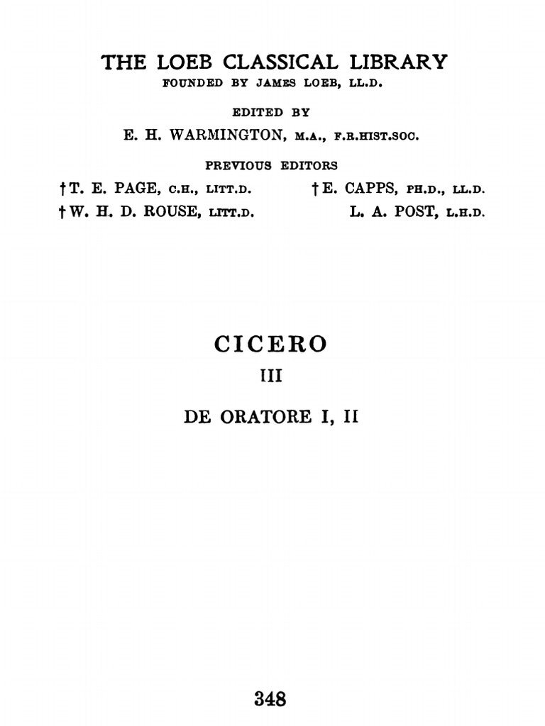 Marcus Tullius Cicero - de Oratore - On The Orator-Harvard University ...