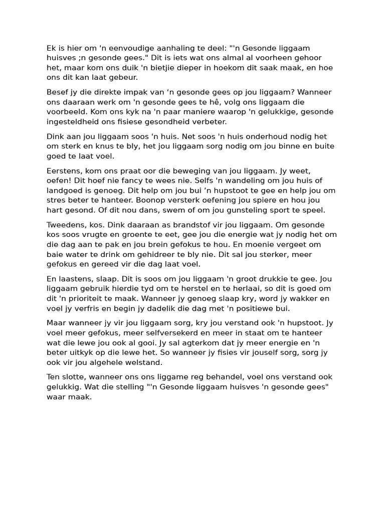 Afrikaans speech grade 11 | PDF