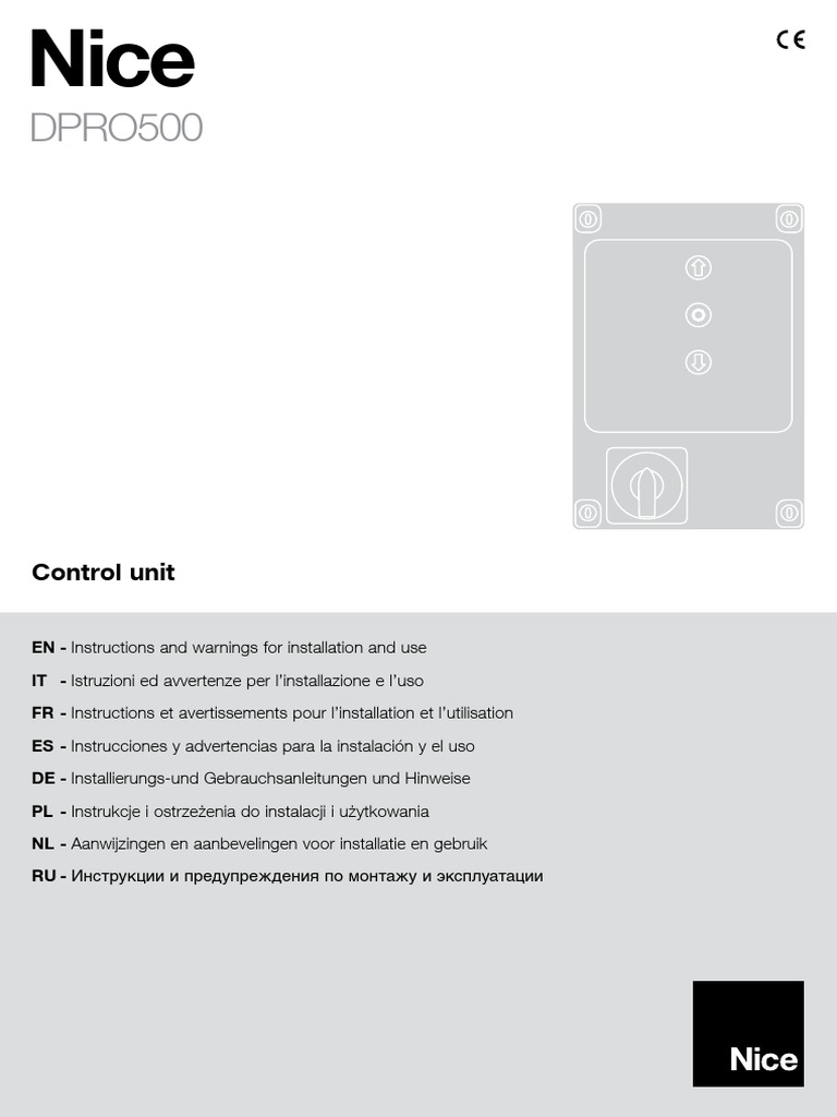 Nice Mindy DPRO500 Control Unit Manual | PDF