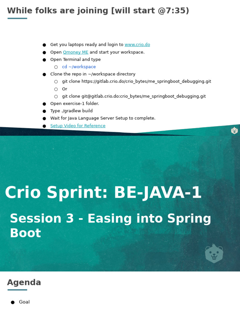 Crio Sprint - BE JAVA I - Session 3 | PDF