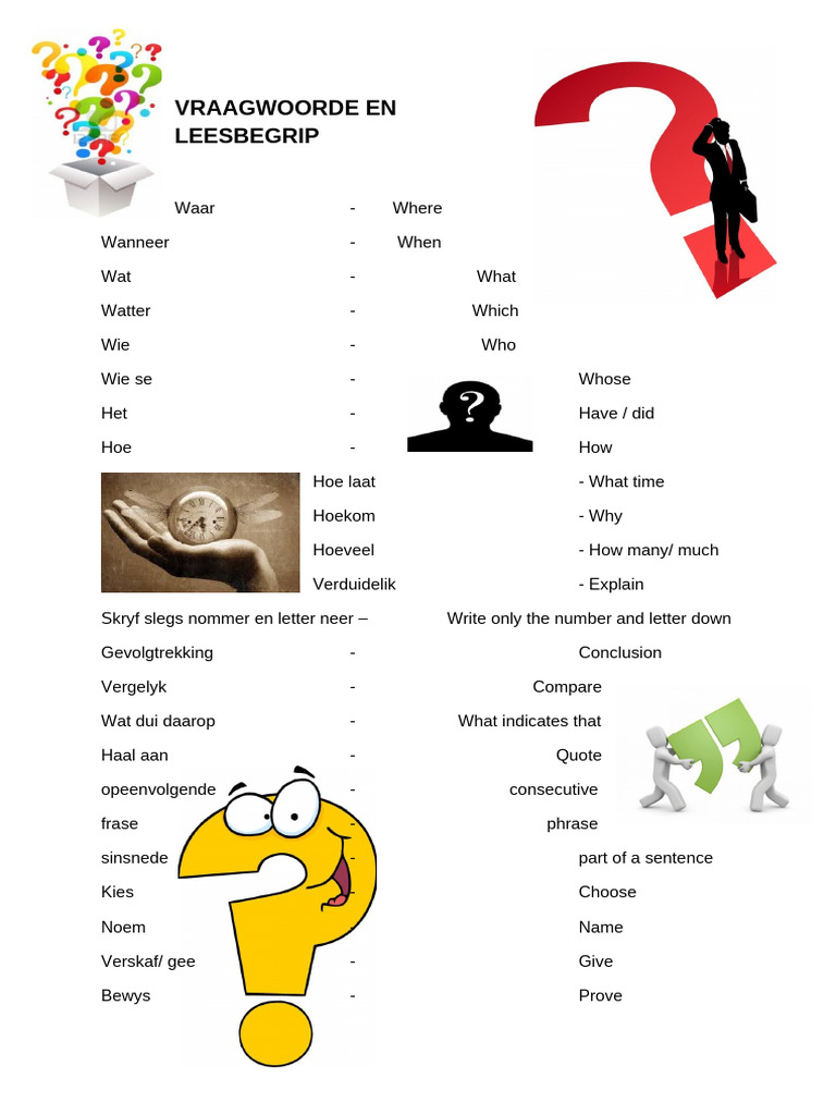 Vraagwoorde en Leesbegrip | PDF