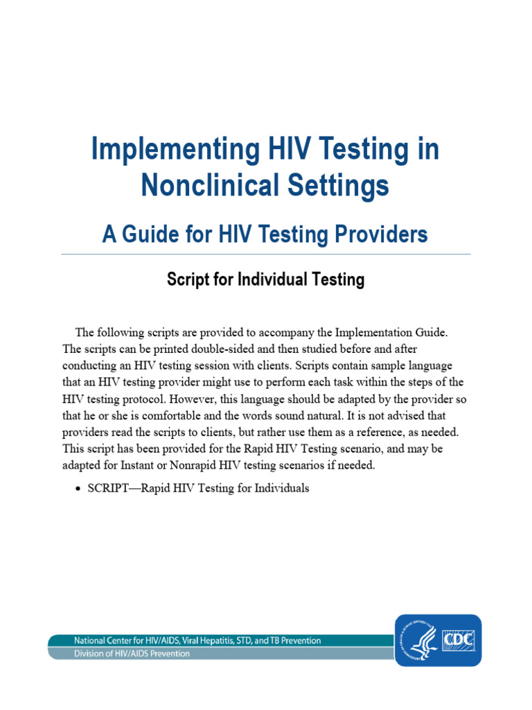 CDC HIV SCRIPTS-Rapid HIV Testing For Individuals | PDF | Sexual Health ...