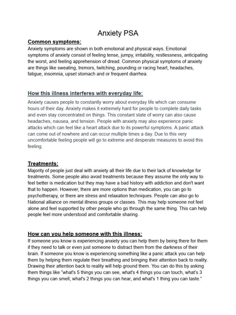 Mental Illness PSA | PDF