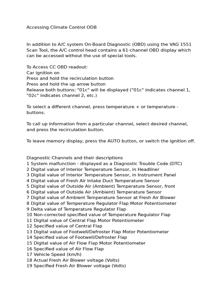 Climate Control Codes c4 | PDF
