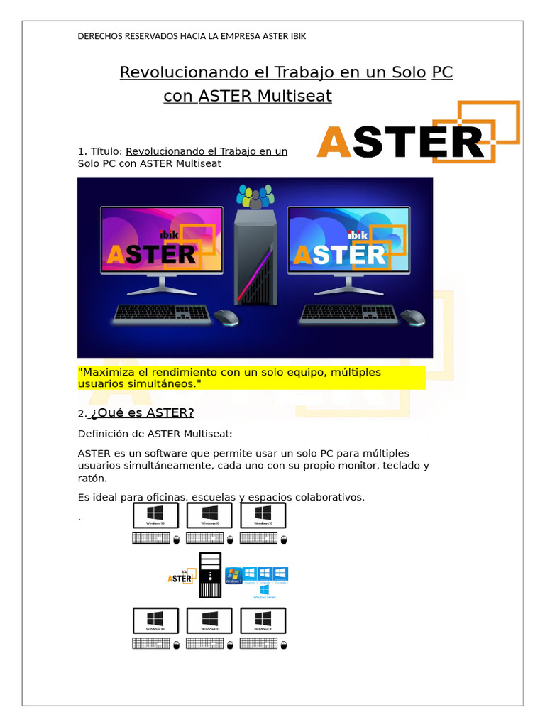 Revolucionando El Trabajo en Un Solo PC Con ASTER Multiseat | PDF ...