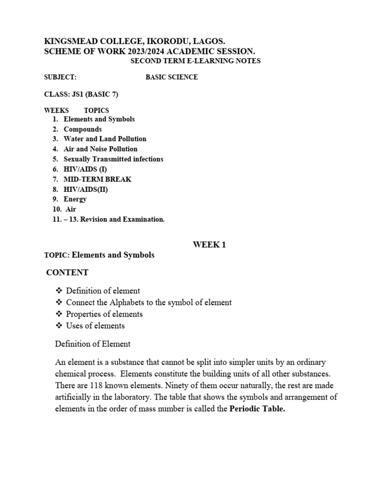 Year 7 E-Note Basic Sci | PDF