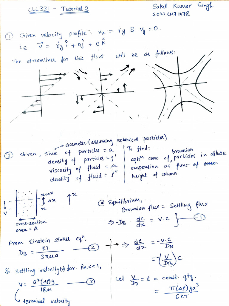 2022CH71478 CL331 Tutorial 2 | PDF | Physics