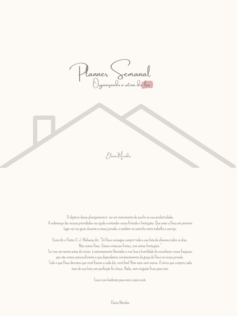 Planner Semanal Organizando o Lar | PDF