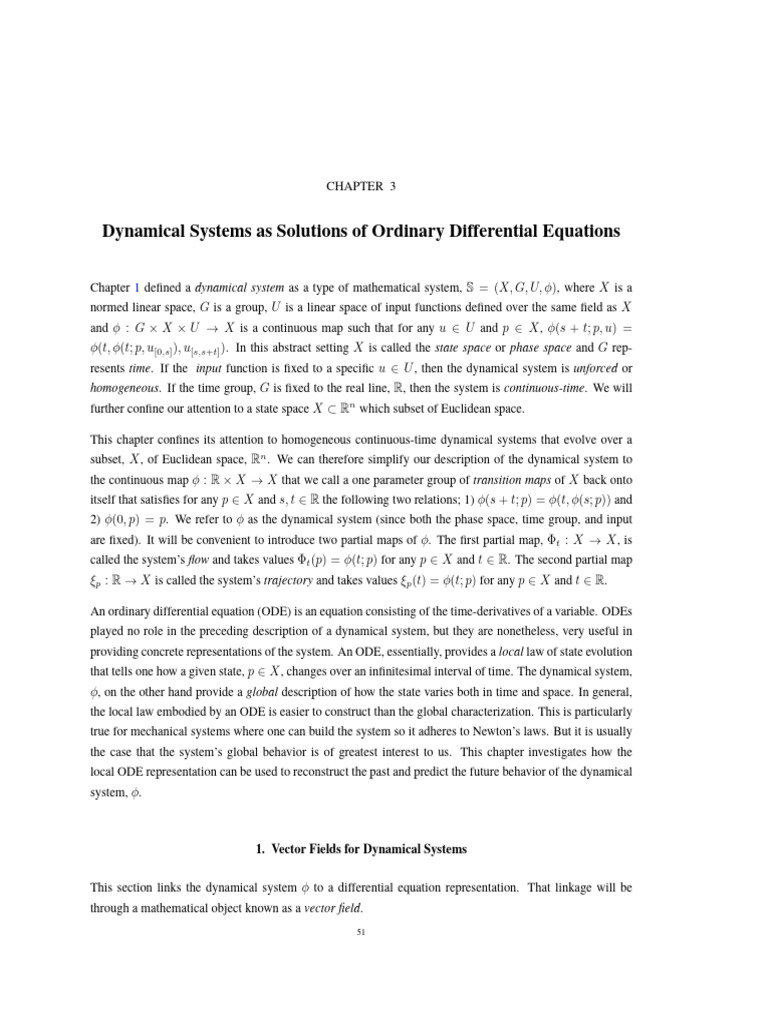 Dynamical Systems As Solutions of Ordinary Differential Equations | PDF