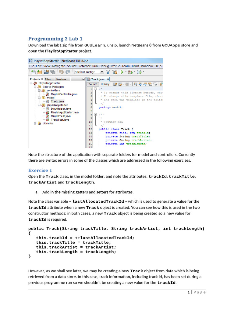 Programming 2 Lab 1 | PDF Programming 2 Lab 1 | PDF