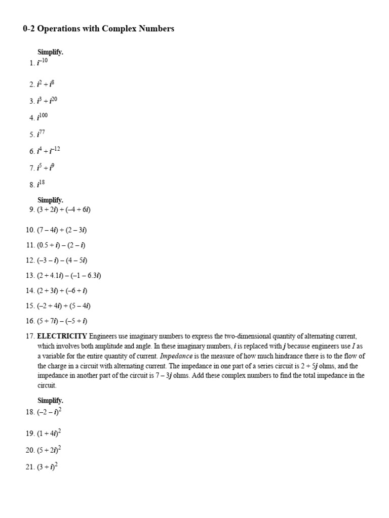 0 2 Operations With Complex Numbers | PDF