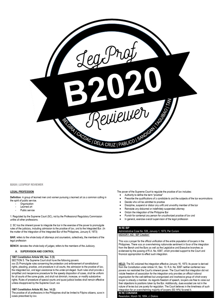 03 LegProf B2020 Reviewer 1 | PDF