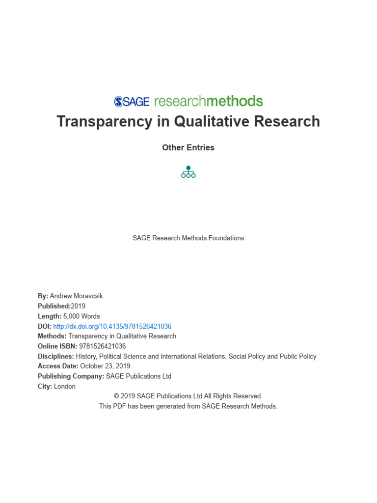 Transparencyin Qualitative Research | PDF