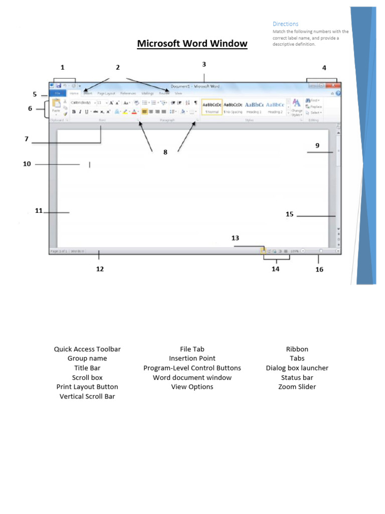 Microsoft Word Window: Directions | PDF