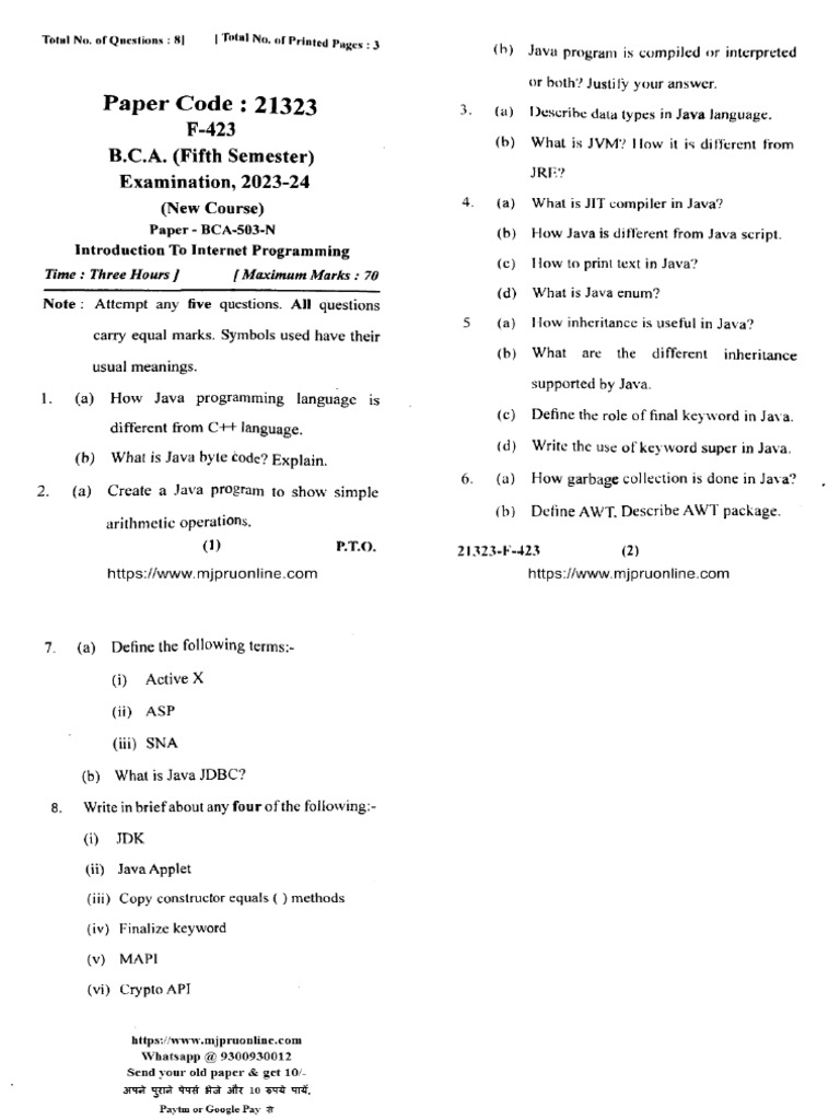 Bca 5 Sem Introduction To Internet Programming 21323 2024 | PDF