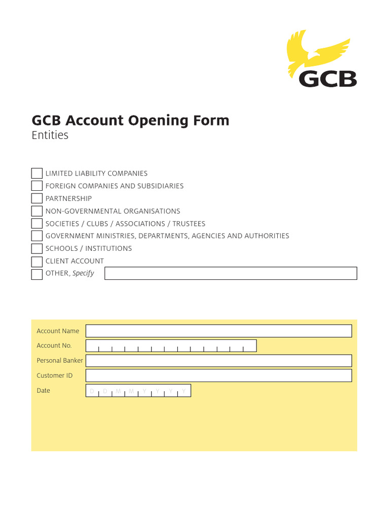 GCB Entity Account Opening Form (1) | PDF