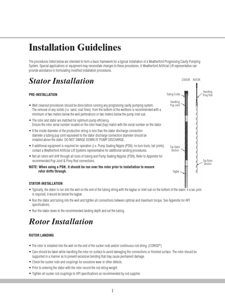 3.16.1 PC Pump Installation Guidelines | PDF 3.16.1 PC Pump Installation Guidelines | PDF