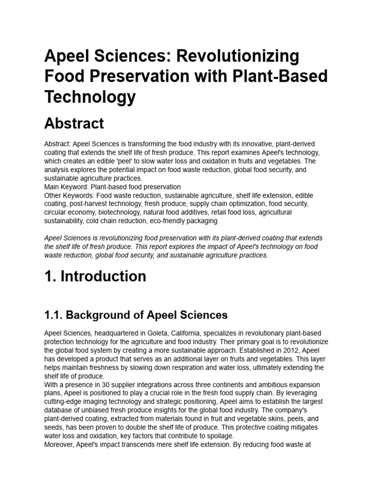 Apeel01 Apeel Sciences: Revolutionizing Food Preservation With Plant-Based Technology - Gdoc ...