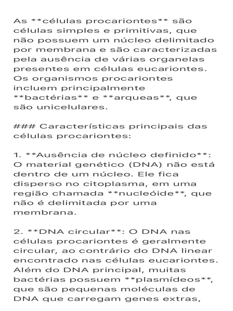 As Células Procariontes São Células Simples e Primitivas, Que | PDF