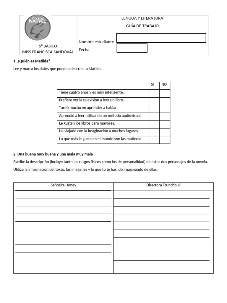 Guía Matilda 5to | PDF