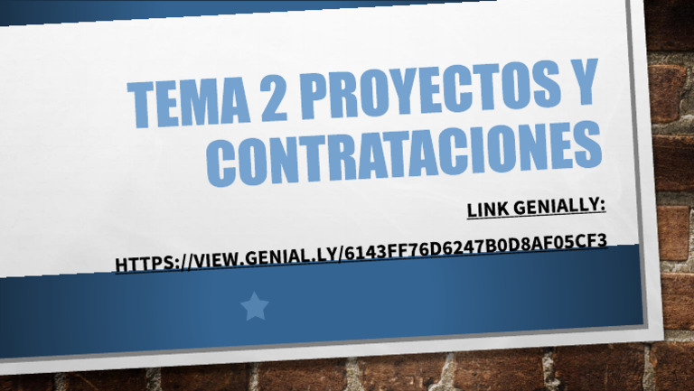 tema 2 Proyectos y contrataciones resumen genially | PDF