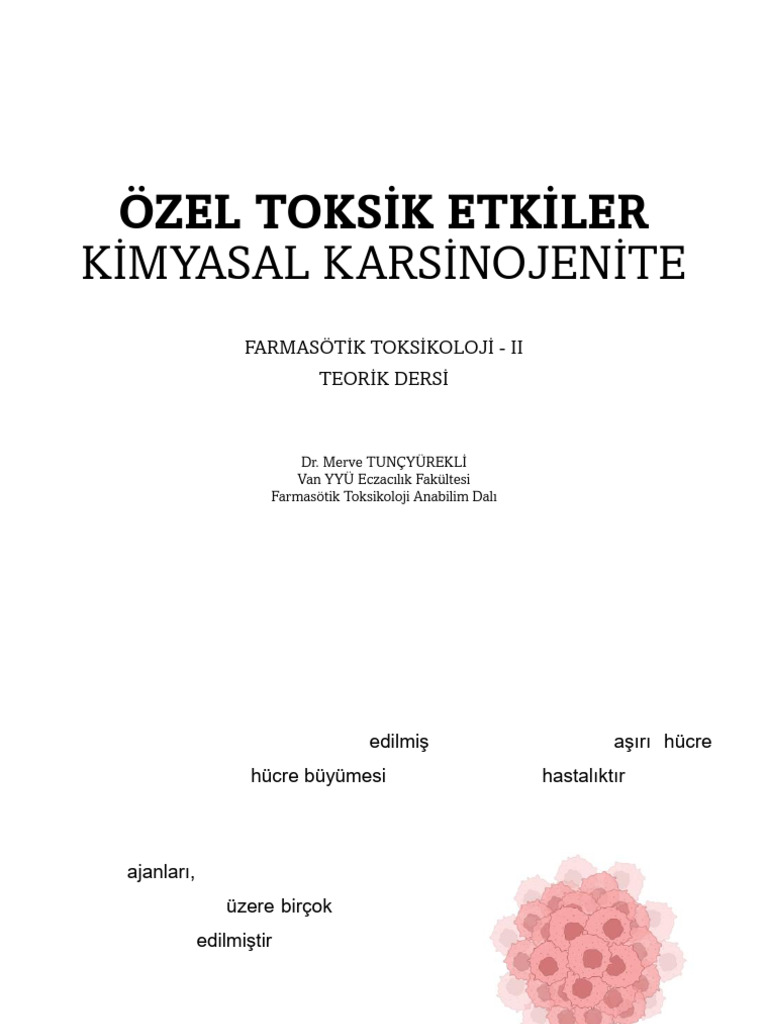 Ozel Toksik Etkiler Kimyasal Karsinojenite | PDF