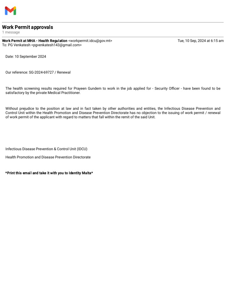 Gmail - Work Permit Approvals | PDF