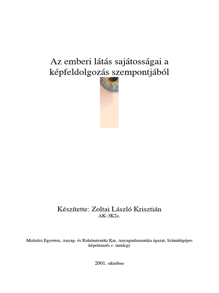 Az Emberi Látás Sajátosságai | PDF