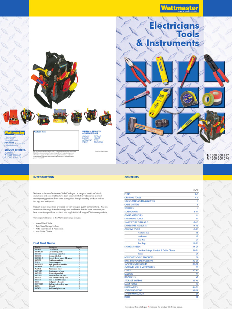 Wattmaster Electricians Tools Catalogue | PDF
