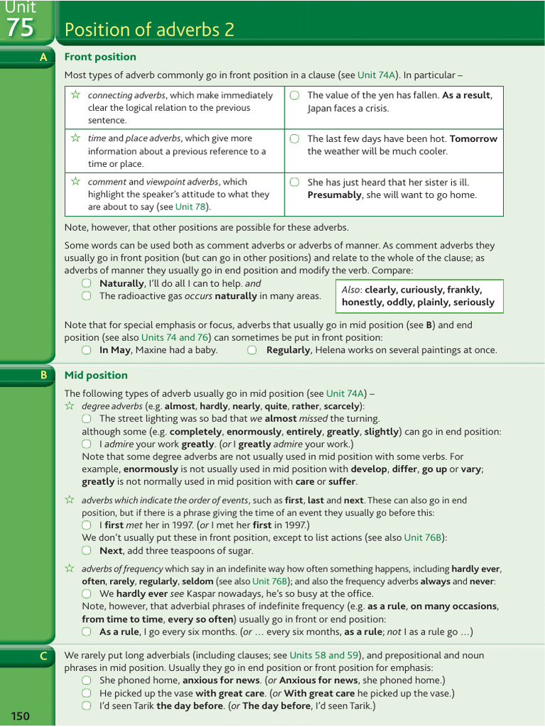 75 Position of Adverbs 2 | PDF
