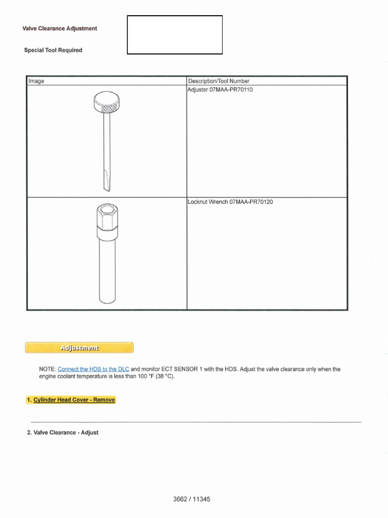 Complete 1.5L Valve Clearance Adjustment Guide | PDF